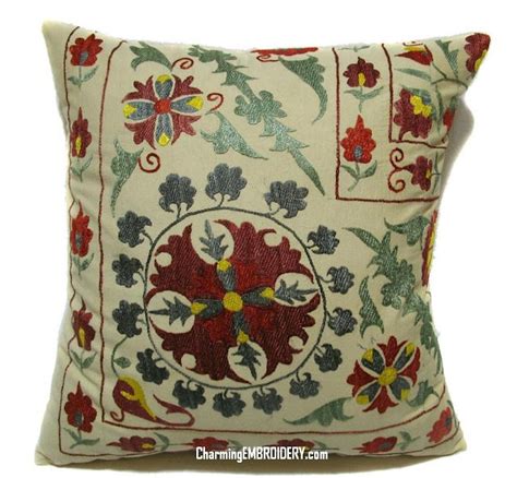 Pillow Embroidery Silk Pillow Cover Suzani Pillows Pillow Suzani