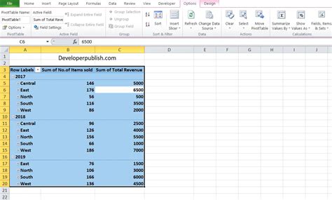 selecting moving and clearing pivot table data in excel