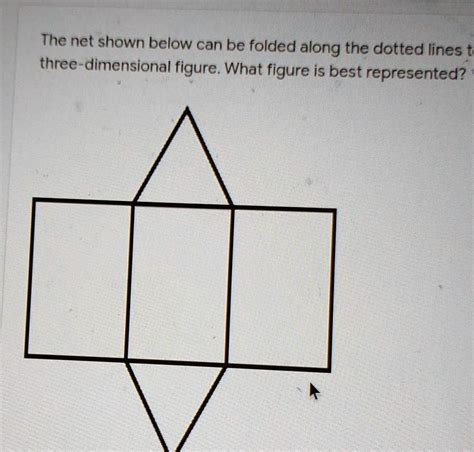 the net shown below can be folded along the dotted lines to three