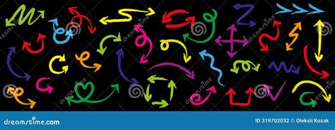 Bright Arrows Different Curved Lines Arrows Are Drawn On The Side Stock Illustration