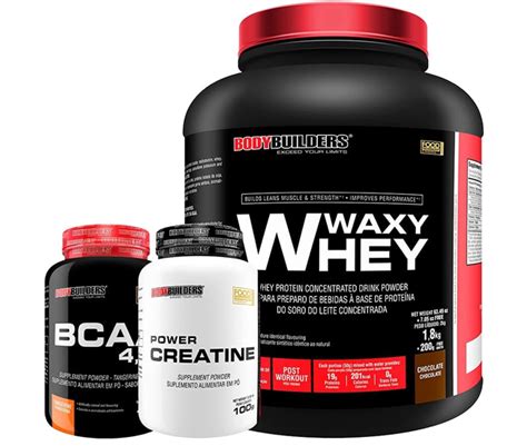 Kit Waxy Whey 2kg Bcaa 45 100g Power Creatina 100g Bodybuilders