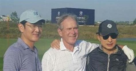 이명박 부시 전대통령 골프회동이재용부회장도 참석