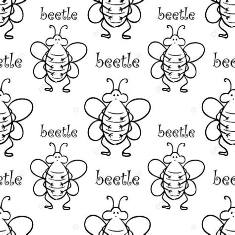 Seamless Pattern With Beetle Insects Illustrations Single Vector