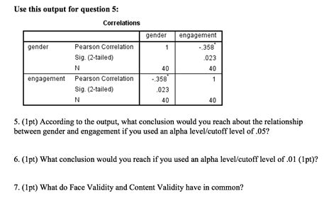 Solved Use This Output For Question 5 Correlations Gender Chegg Com