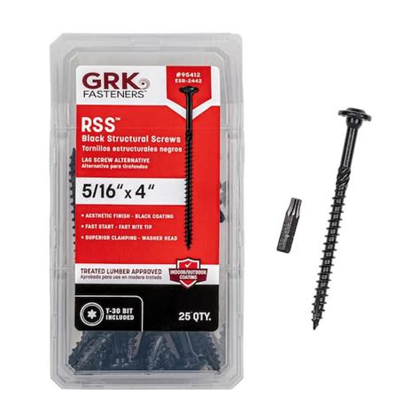 Grk Fasteners 516 In X 4 In Star Drive Low Profile Washer Head Rss Black Rugged Structural