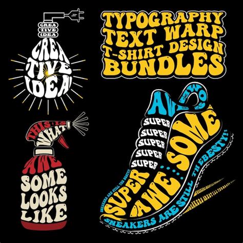 Premium Vector Typography Text Warp Tshirt Design Bundles