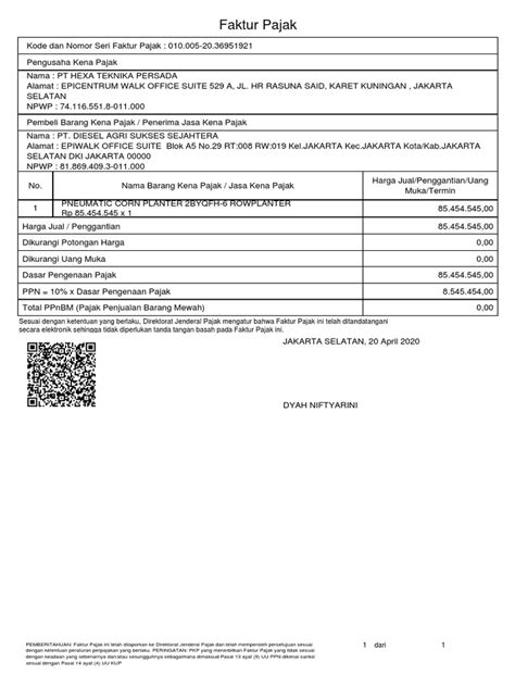 Faktur Pajak Diesel Agris Hexa Pdf