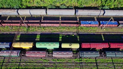 Aerial View Of Freight Trains 46133732 Stock Video At Vecteezy