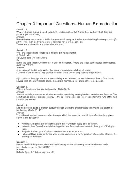 Worksheet On Human Reproduction Grade 12 Pdf Menstrual Cycle