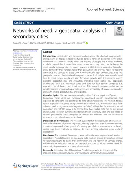 Pdf Networks Of Need A Geospatial Analysis Of Secondary Cities