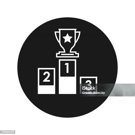 연단 아이콘 편평한 검정 둥근 단추 벡터 일러스트 1위에 대한 스톡 벡터 아트 및 기타 이미지 1위 개념 개념과 주제