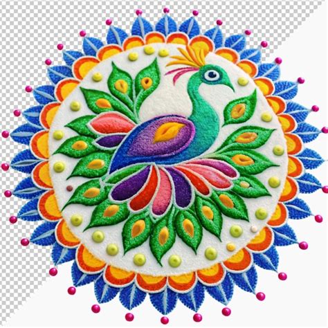 Peacock Rangoli Premium Ai Generated Psd