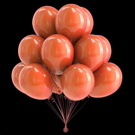 Orange Helium Balloons Party Birthday Decoration Stock Illustration