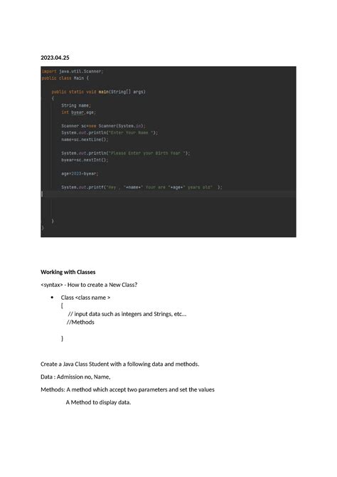 java note 2023 04 25 continue 2023 working with classes how to