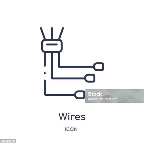 直線電線圖示從電氣連接輪廓集合在白色背景上隔離的細線線向量電線新潮例證向量圖形及更多互聯網圖片 互聯網 器材 圖示 Istock