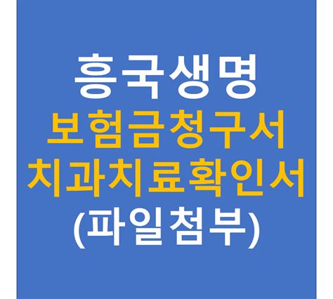 흥국생명 보험금청구서 치과치료확인서 실비보험 치아보험 양식 다운로드 차트판