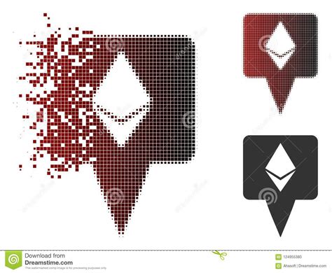 Dissipated Dot Halftone Ethereum Map Pointer Icon Stock Vector