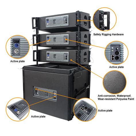 active dual 10 inch line array and 18 inch subwoofer speaker line