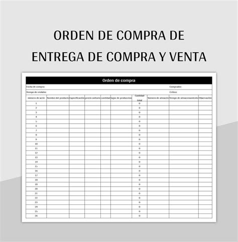 Plantilla De Formato Excel Formulario De Pedido De Compra Y Env O Y