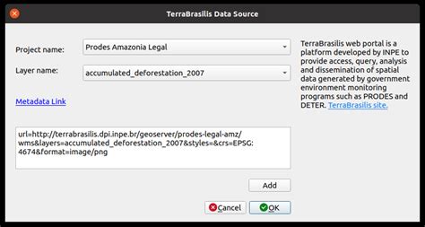 Interface Of The Terrabrasilis Data Source Plugin Download