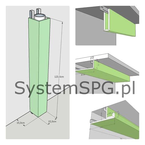 System SPG kątownik GK obudowa rury karnisza sufit podwieszany LED