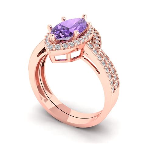 Clara Pucci 18k Rose Gold 24875 Simulated Alexandrite Engraveable