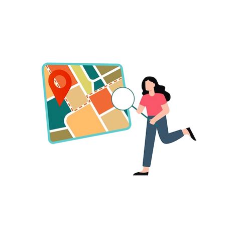 Uma Garota Está Procurando Um Lugar No Mapa Vetor Premium