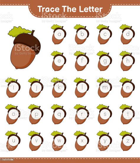 편지를 추적합니다 도토리와 문자 알파벳 추적 교육 어린이 게임 인쇄 가능한 워크 시트 벡터 일러스트 레이 션 0명에 대한 스톡 벡터 아트 및 기타 이미지 Istock