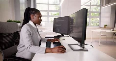 African American Coder Using Computer At Stock Video Pond5