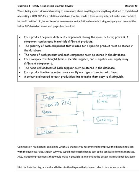 Solved Question Entity Relationship Diagram Review Chegg