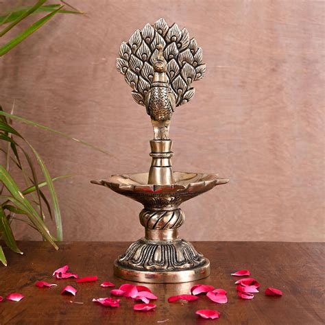 Brass Majestic Peacock Diyalamp 11 Inch Vedansh Craft