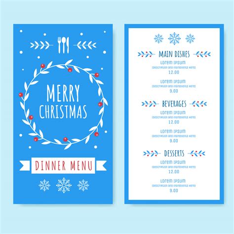 Christmas Dinner Menu Vector 266352 Vector Art At Vecteezy