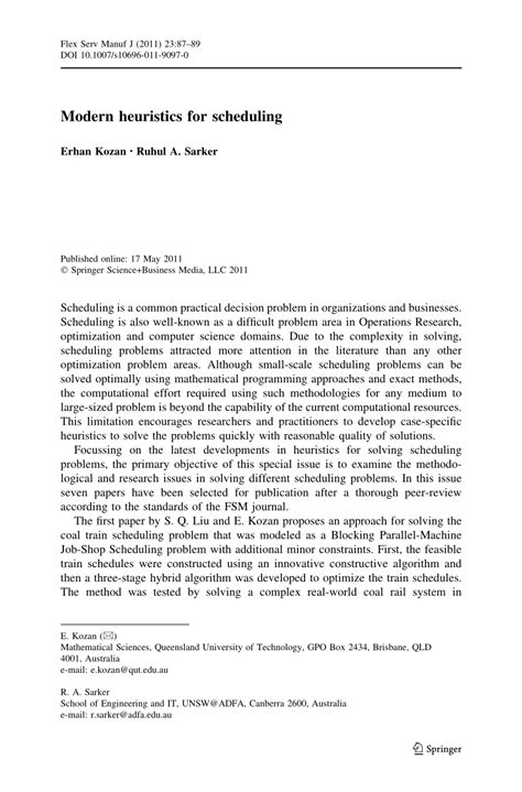 Pdf Modern Heuristics For Scheduling