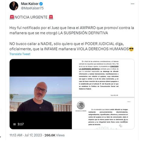 Revés Para La Mañanera Max Kaiser Obtuvo Una Suspensión Definitiva Que Impide Ser Mencionado