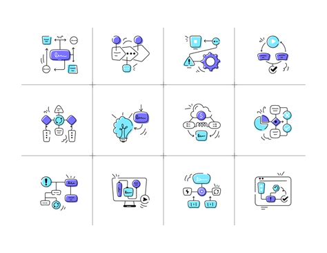 Animated Workflow Icon Set On Yellow Images Creative Store 132283