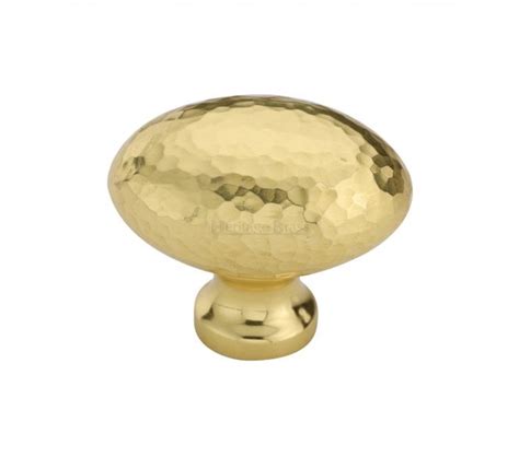 Heritage Brass Ham114 Hammered Victorian Oval Cabinet Knobs Polished Brass Cabinet Hardware