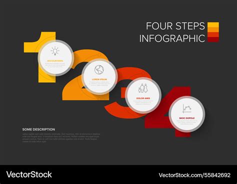 Dark Four Diagonal Steps Circular Infographic Vector Image
