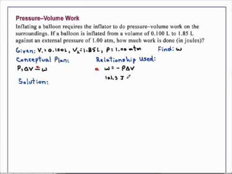 Pressure Volume Work Chemistry YouTube