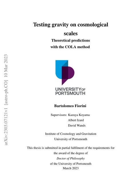 Pdf Testing Gravity On Cosmological Scales Theoretical Predictions