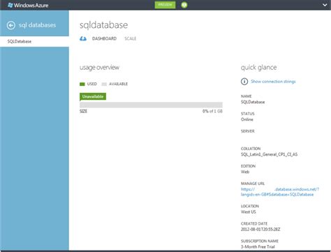 sqlsailor is exploring part5 sqldatabase dashboard on windows azure