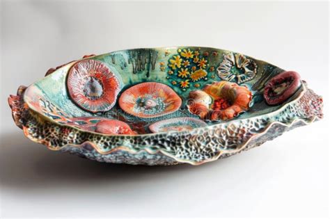 Large Empty Ceramic Bowl With Organic Design Sitting On White Surface Stock Illustration