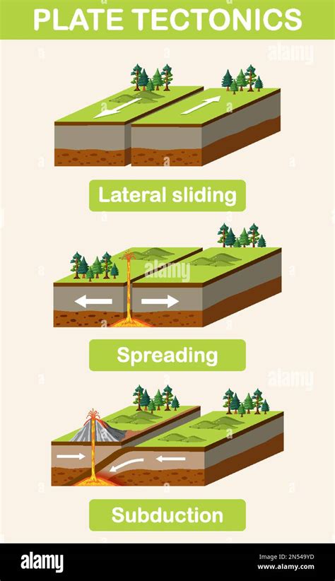 Three Types Of Tectonic Boundaries Illustration Stock Vector Image And Art Alamy