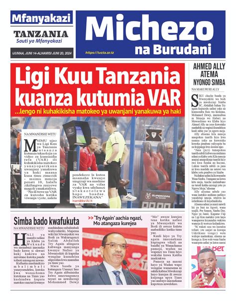 Habari Kubwa Za Magazeti Ya Tanzania Leo Juni 14 2024 Global Publishers