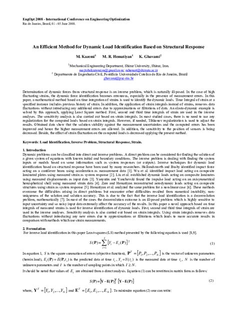 pdf an efficient method for dynamic load identification based on