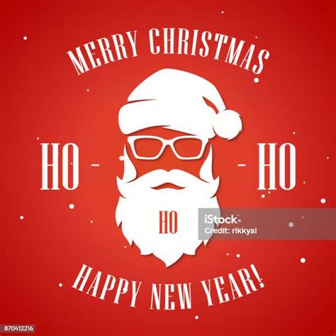 Kartu Ucapan Selamat Natal Dan Tahun Baru Dengan Gaya Hipster Santa