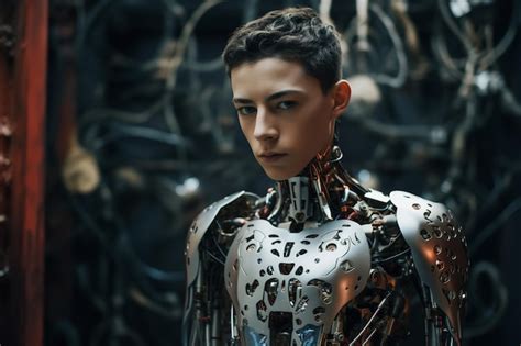 Premium Photo A Man Wearing A Robot Garment