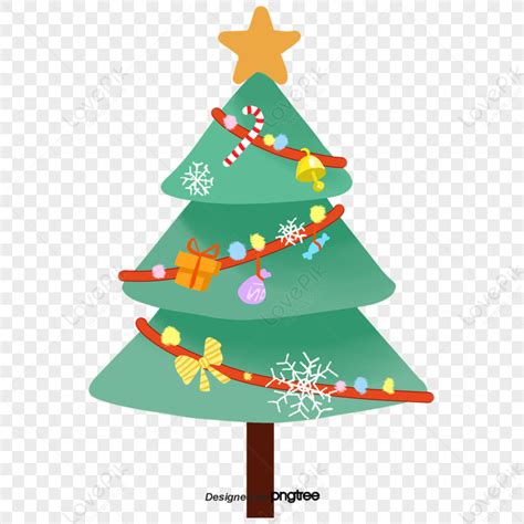 장식으로 만화 일러스트 크리스마스 트리귀엽다레트로종이 Png 일러스트 무료 다운로드 Lovepik