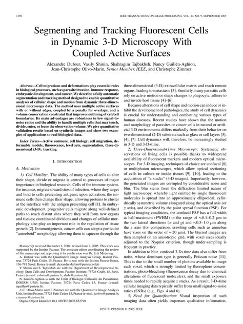 Pdf Segmenting And Tracking Fluorescent Cells In Dynamic 3 D
