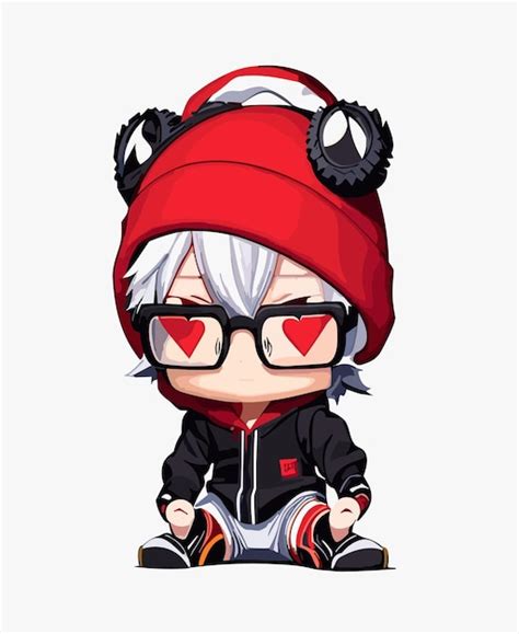 Premium Vector 2d Vector With White Background Beanie White Hair Red