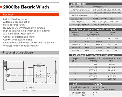 4wd 4wd ელექტრო ჯალამბარი Atv 2000lb